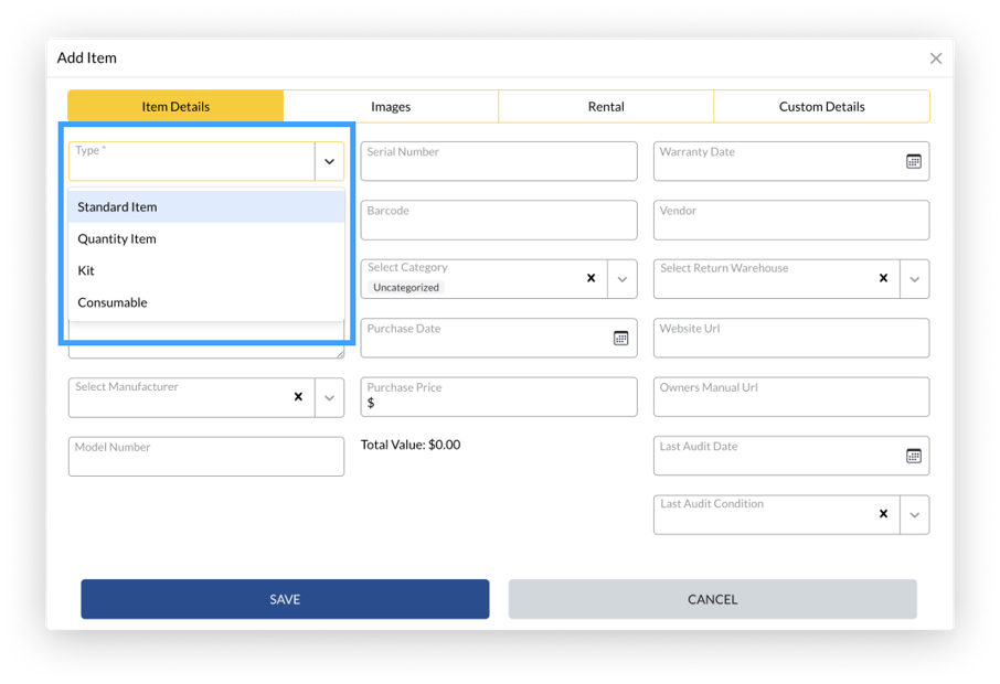 Adding and Editing Items